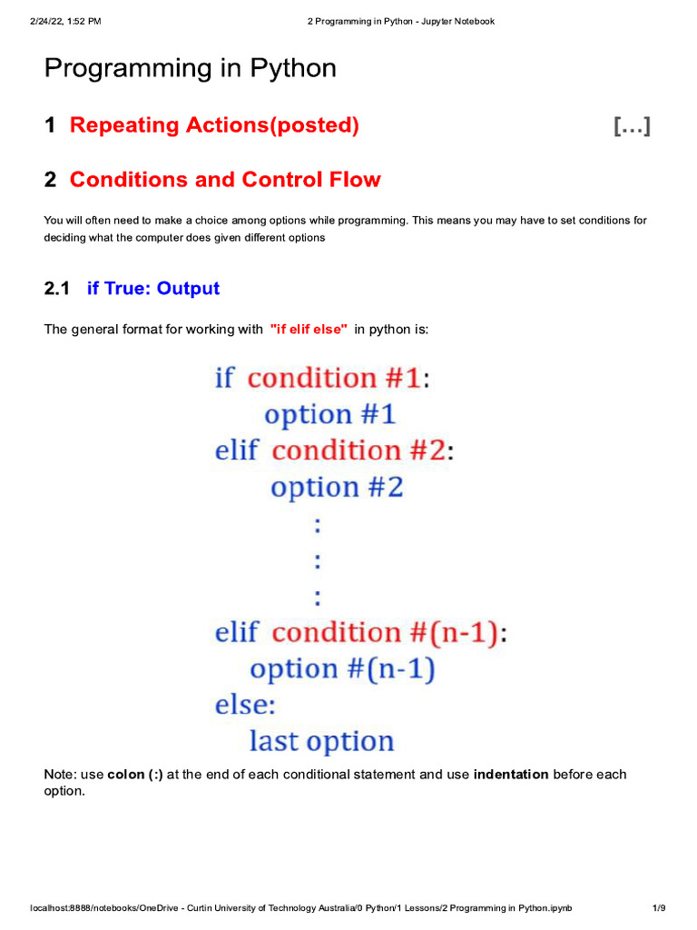 2-2 Programming in Python - Conditions and Control Flow | PDF 2-2 Programming in Python - Conditions and Control Flow | PDF