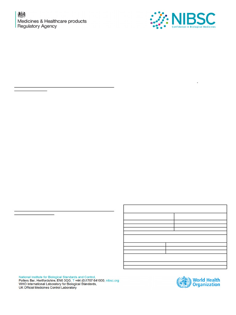 NIBSC Anti-D Immunoglobulin Standard | PDF | Water