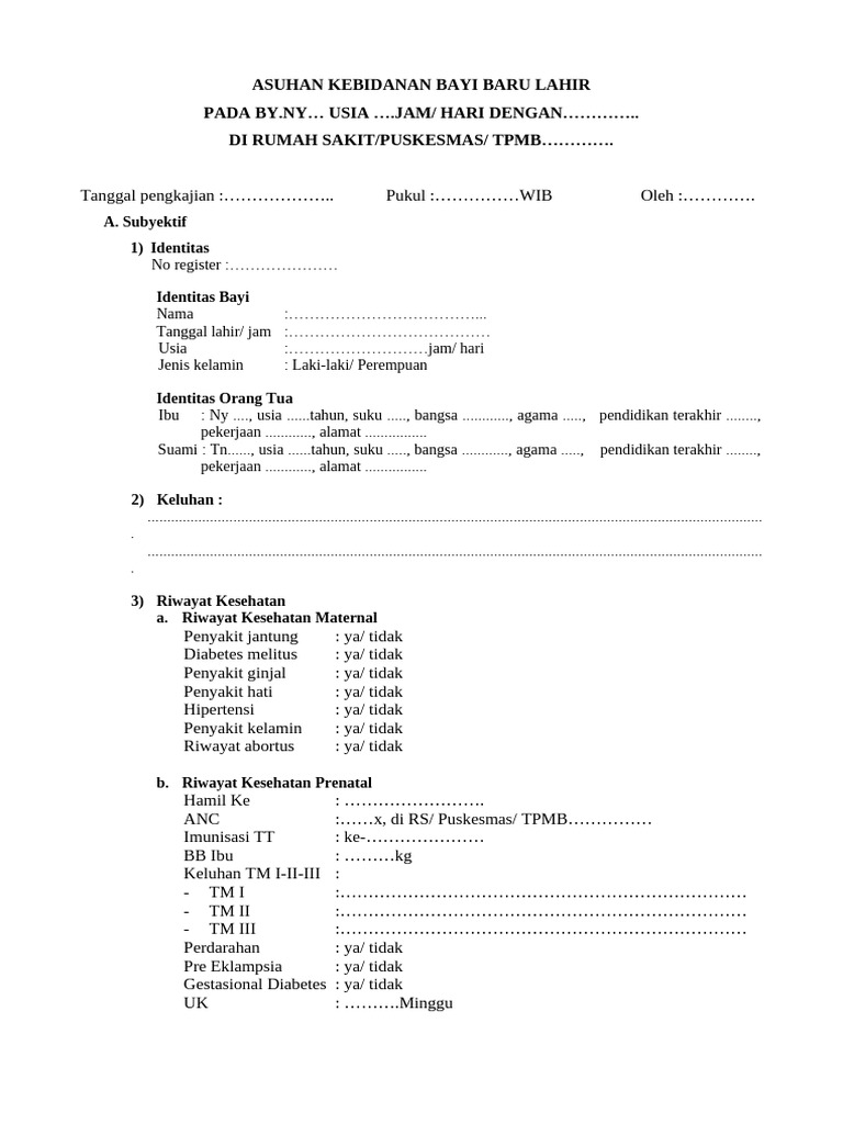 Format Askeb BBL | PDF
