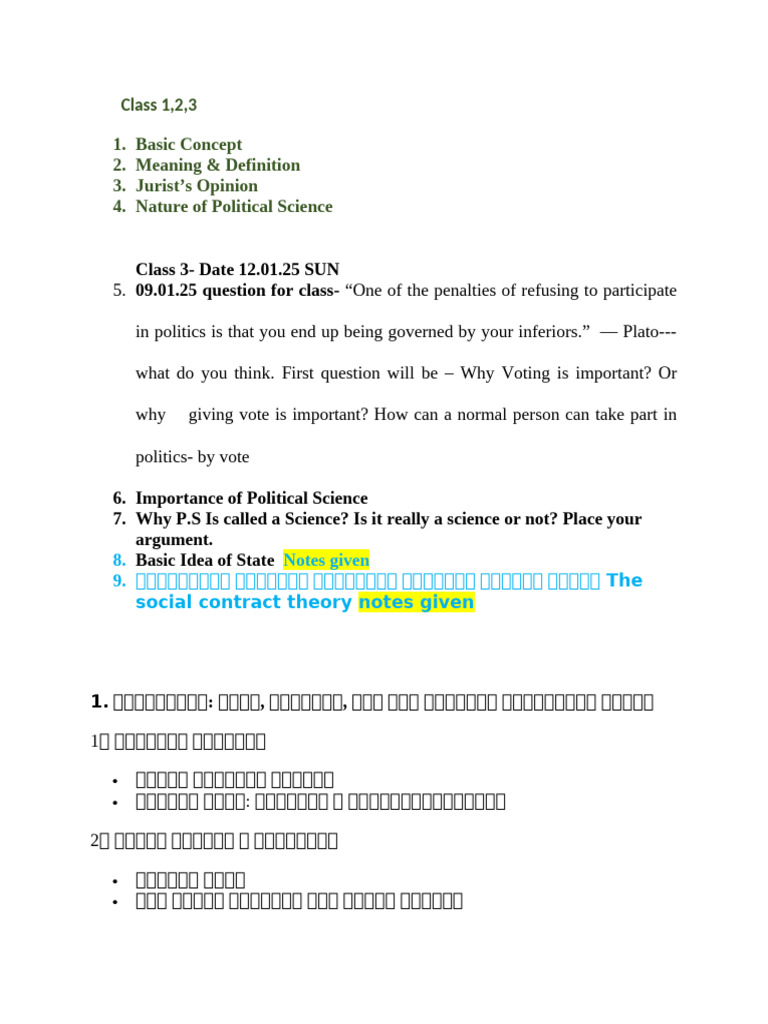 Govt & Politics Class 1, 2, 3 | PDF