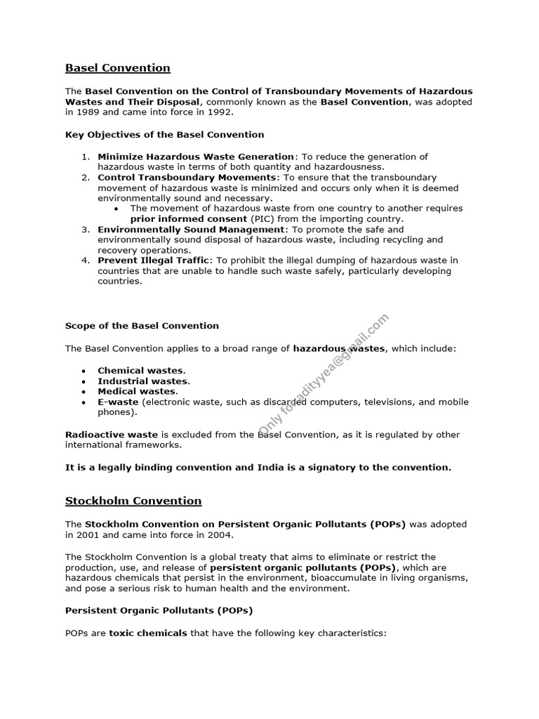 UPSC 2025 Global Conventions On Pollution Related Issues | PDF | Waste ...