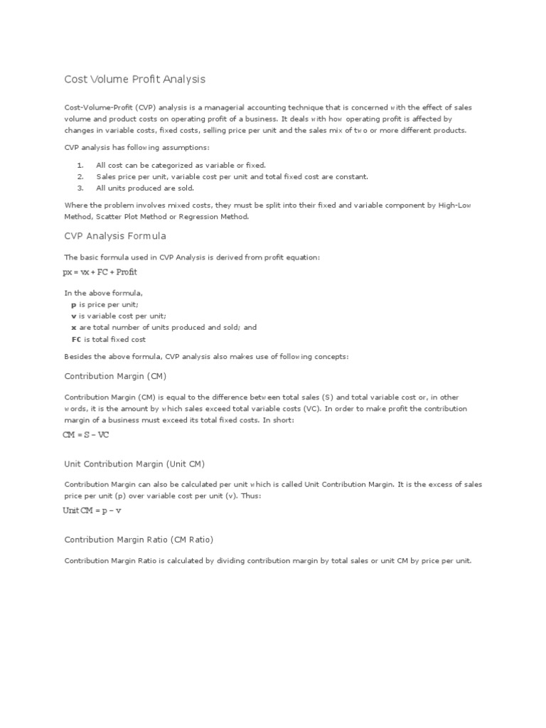 Cost Volume Profit Analysis | PDF | Management Accounting | Economics