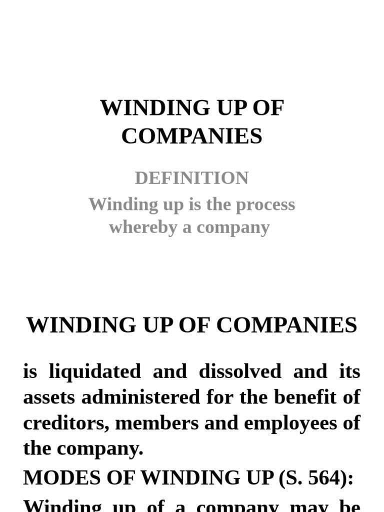 Winding Up of Companies | PDF | Liquidation | Business Law