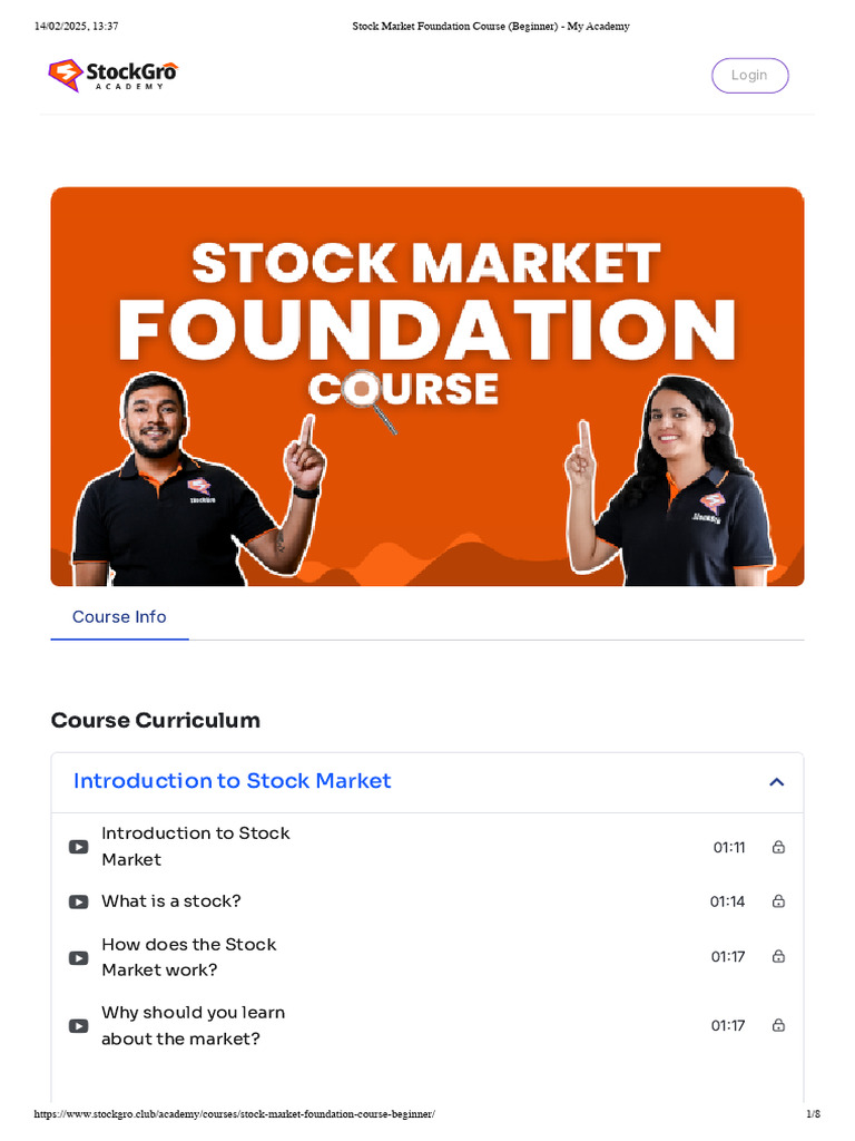 Stock Market Foundation Course (Beginner) - My Academy | PDF | Stocks ...