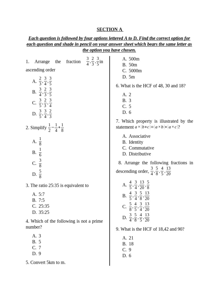 Maths Questions | PDF | Ratio | Division (Mathematics)