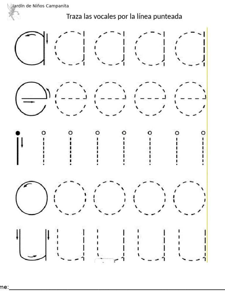 Trazo de Las Vocales Minusculas | PDF