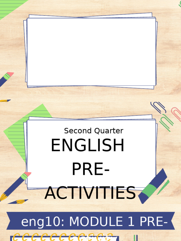 English Pre - Activities | PDF