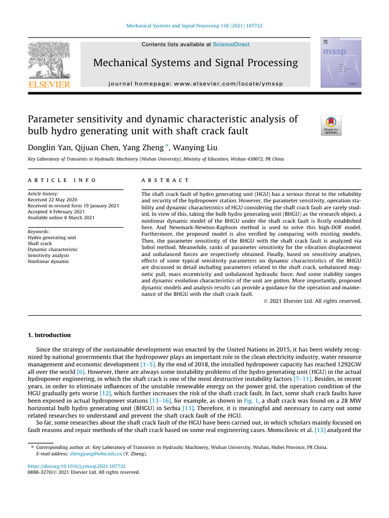 Parameter Sensitivity and Dynamic Characteristic Analysis of | PDF ...