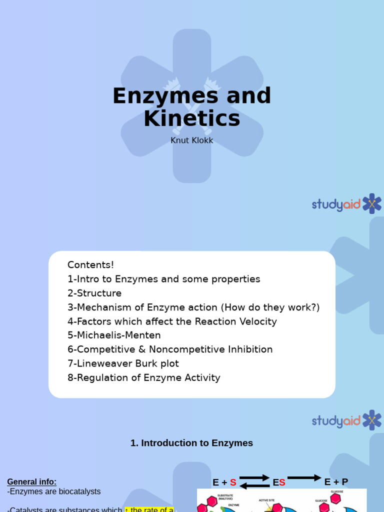 Biochem - Enzymes and Kinetics - PRESENTATION - Updated | PDF | Enzyme ...