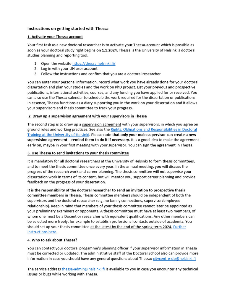 Getting Started with Thessa for PhD Researchers | PDF | Thesis | Doctorate