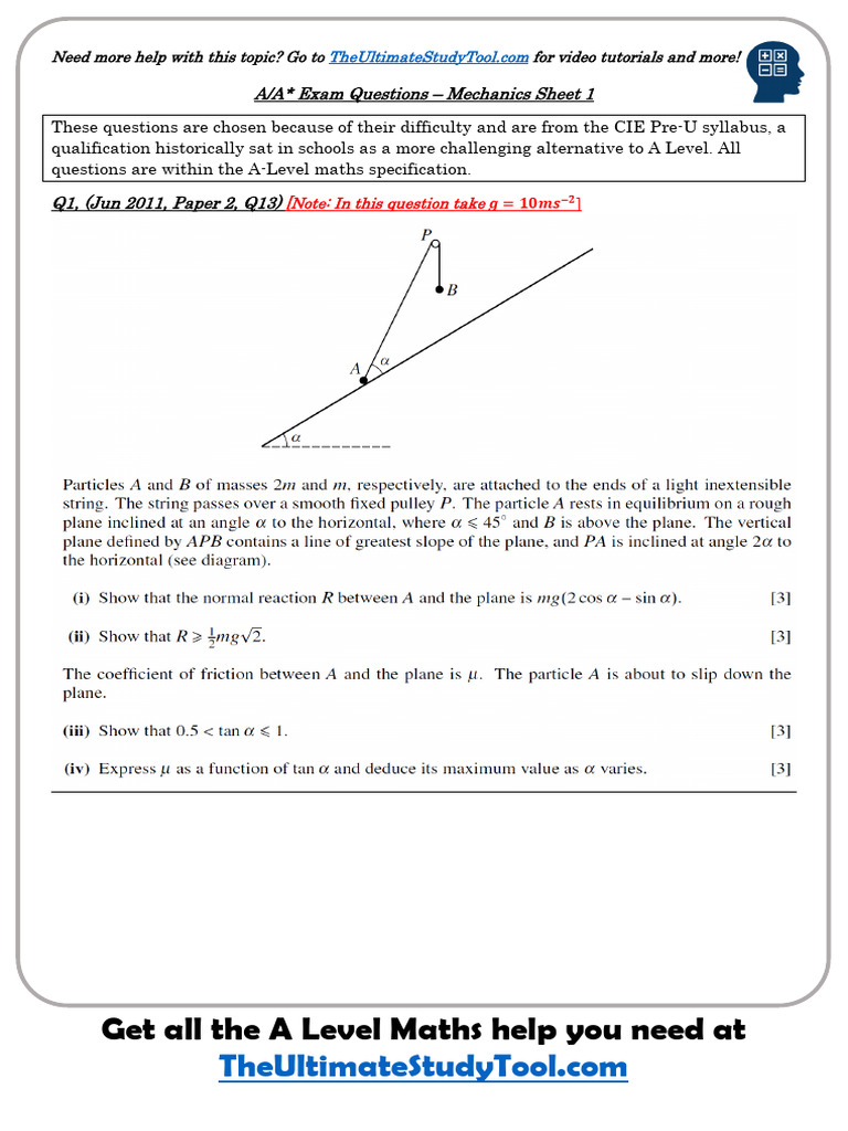 A Level Maths Mechanics Exam Questions | PDF