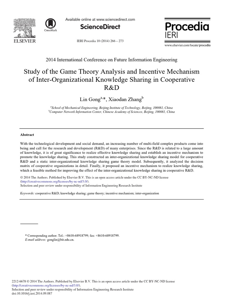 Study of the Game Theory Analysis and Incentive Mechanism | PDF | Game Theory | Knowledge