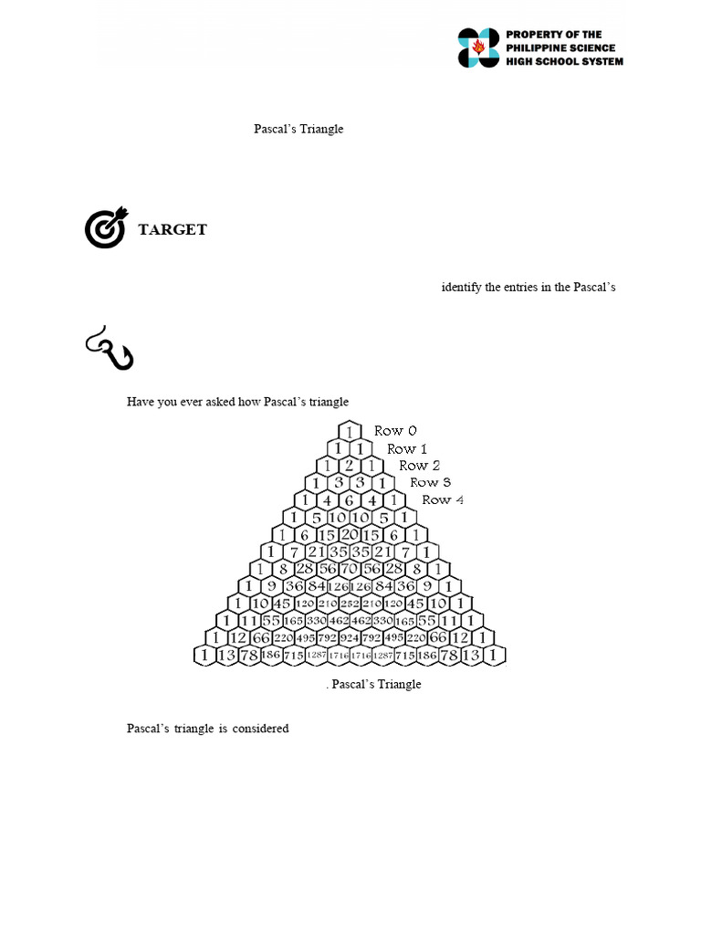 SLG Math 3 13.1 Patterns in The Pascal Triangle-1 | PDF | Mathematics | Combinatorics