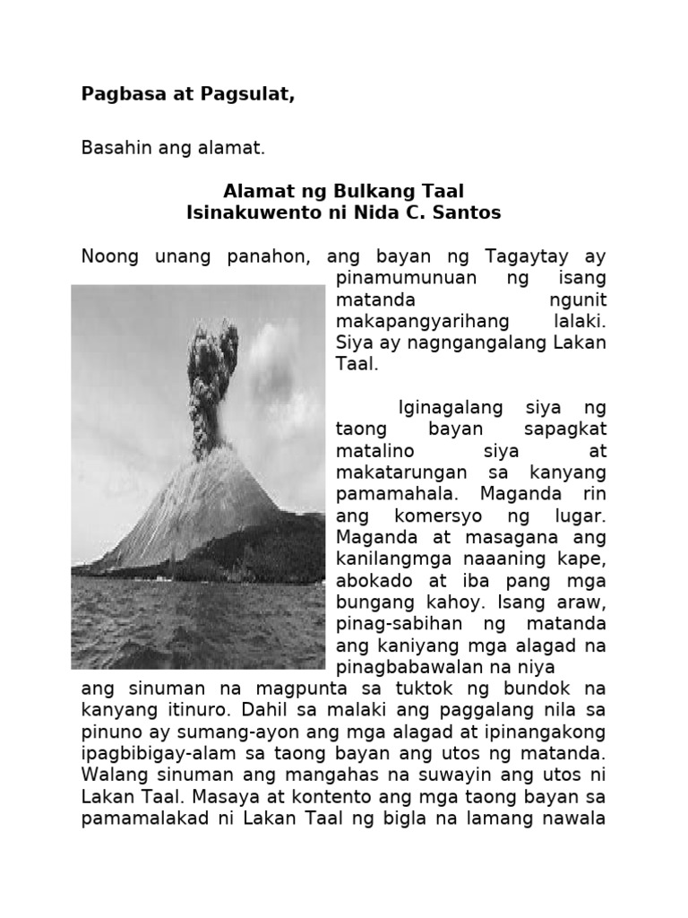 Alamat NG Bulkang Taal | PDF
