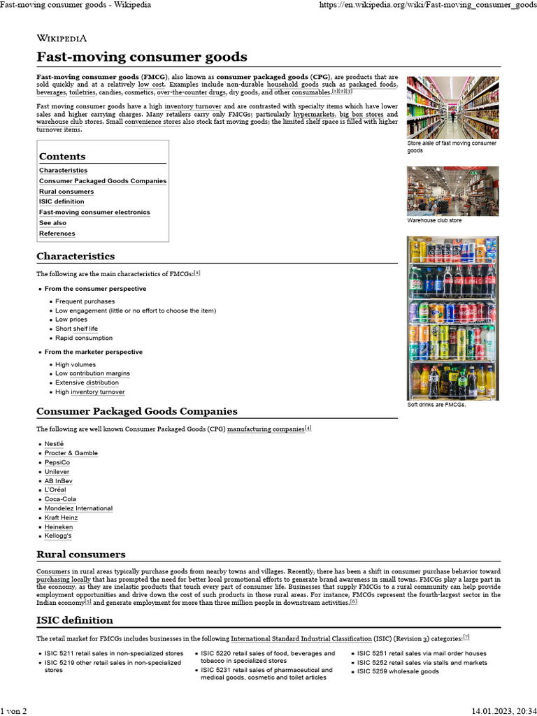 FMCG - Fast Moving Consumer Goods - Wikipedia E | PDF