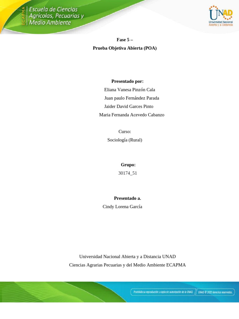 Fase 5 - Prueba Objetiva Abierta (POA) | PDF | Agricultura | Campesino