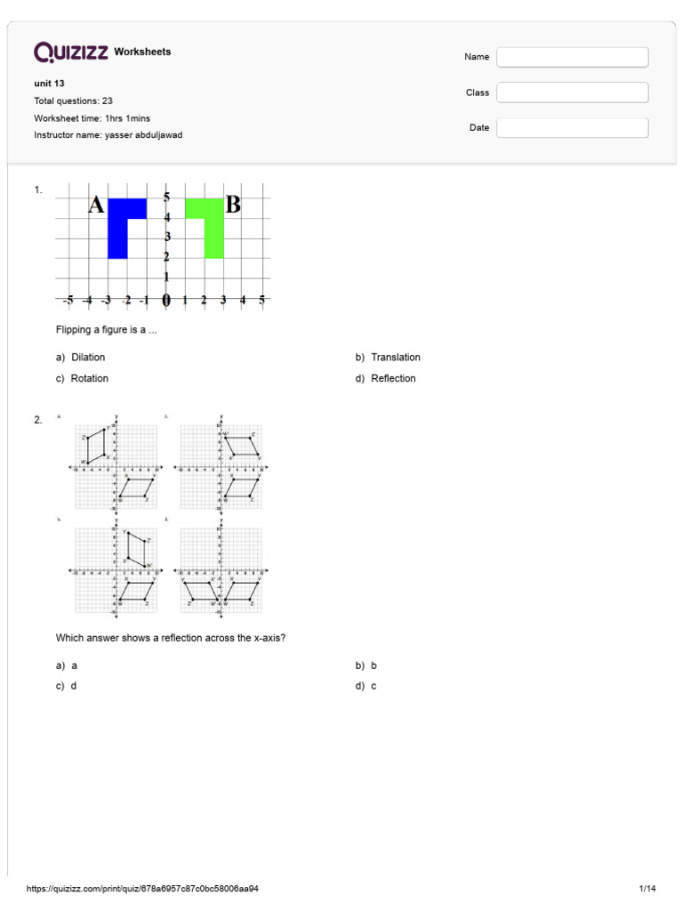 unit 13 Grade 3 | PDF | Cartesian Coordinate System | Geometry