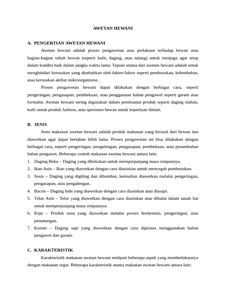 Teknik dan Jenis Awetan Hewani | PDF