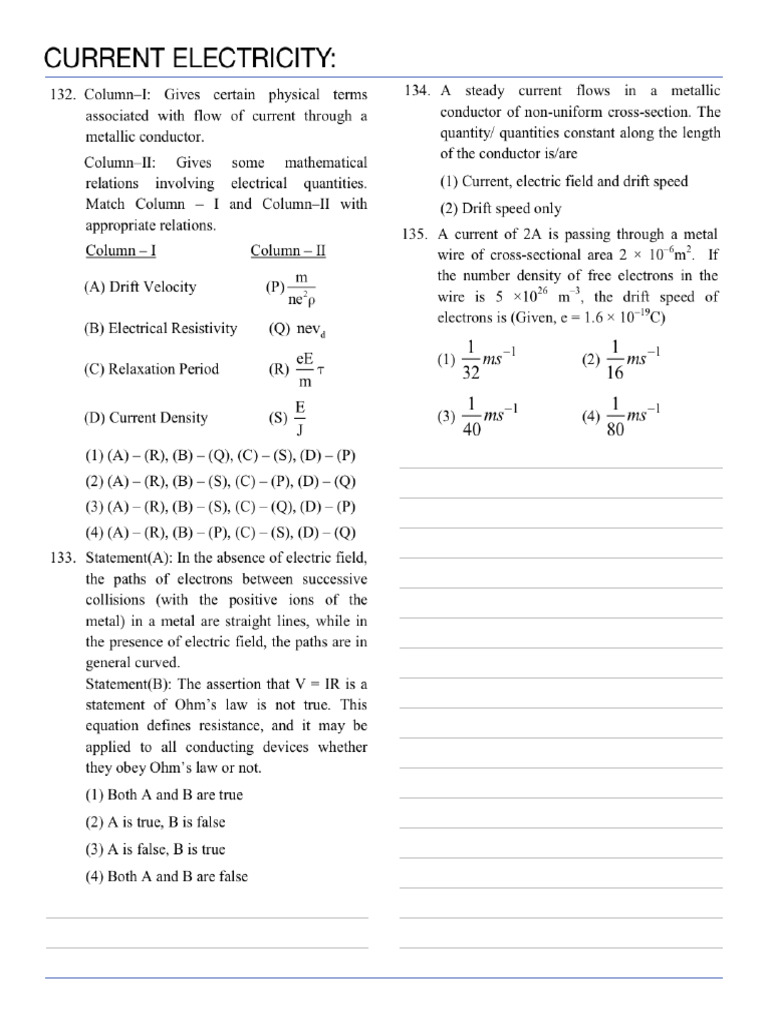 CURRENT ELECTRICITY-EXAM Qs 2 | PDF