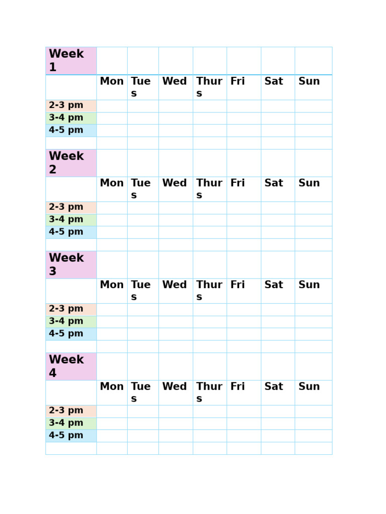 Weekly Session Log - Template | PDF