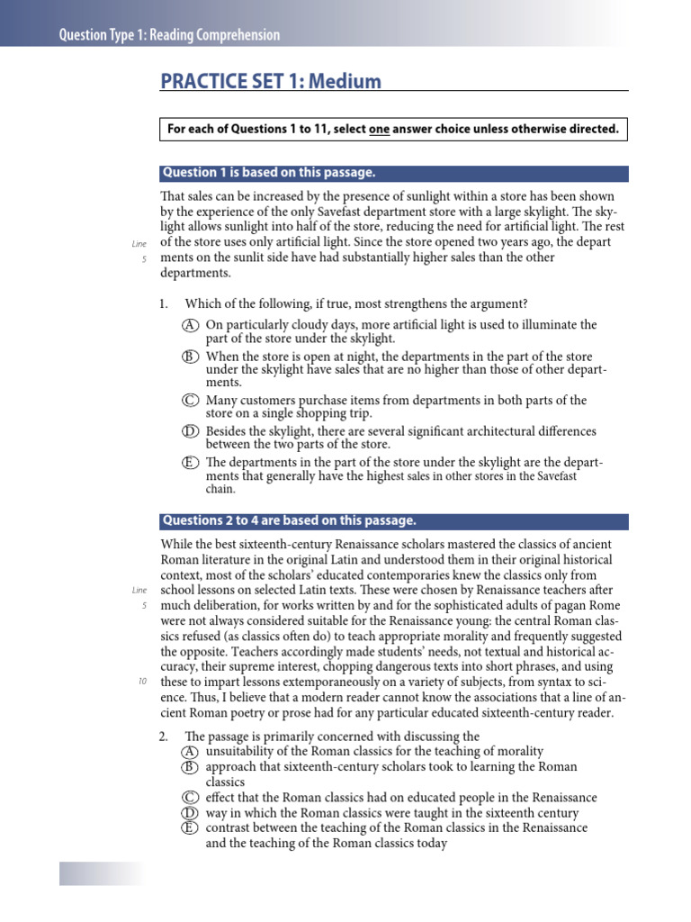 GRE Reading Comprehension Practice Set | PDF