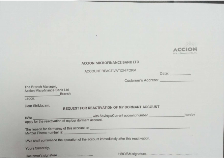 Account Reactivation Form | PDF