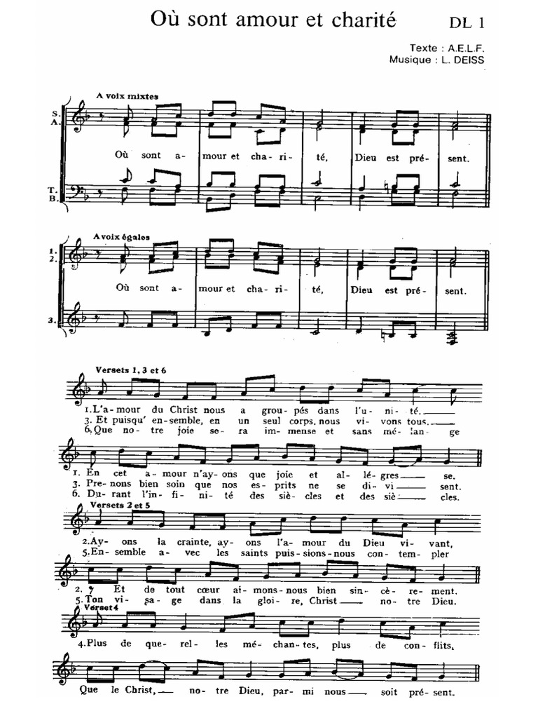 Où Sont Amour Et Charité L DEISS | PDF