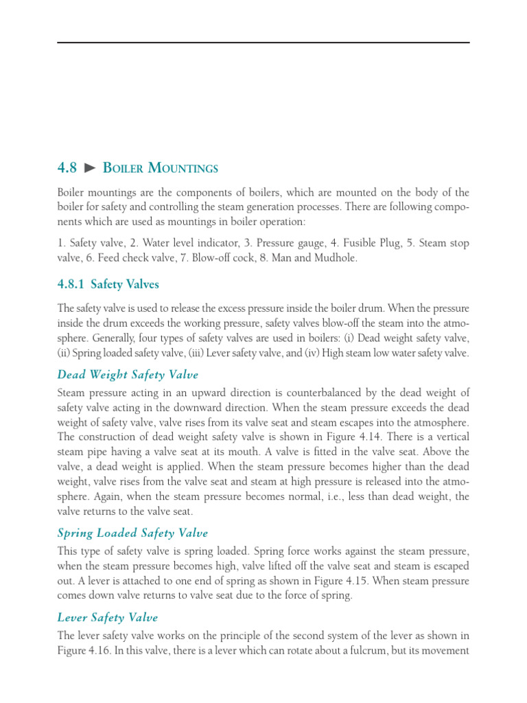 Boiler Mountings and Safety Valves Explained | PDF | Boiler | Lever