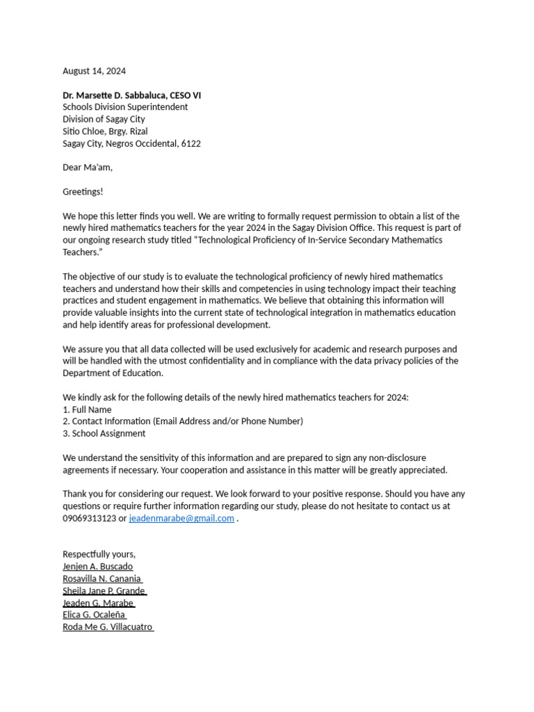 Letter For DepEd | PDF