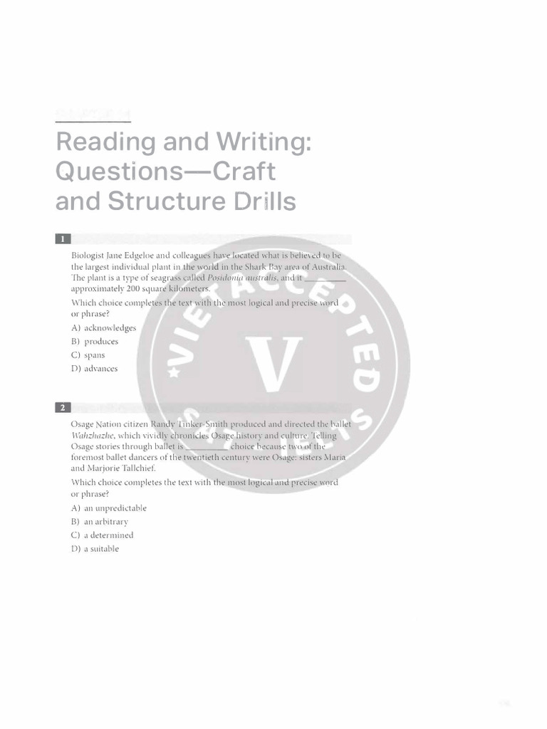 SAT Craft & Structure - Practice 1 | PDF