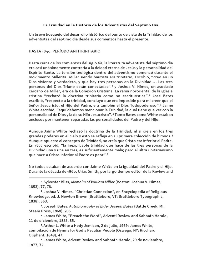 La Trinidad en la Historia de los Adventistas del Séptimo Día | PDF | Iglesia Adventista del ...
