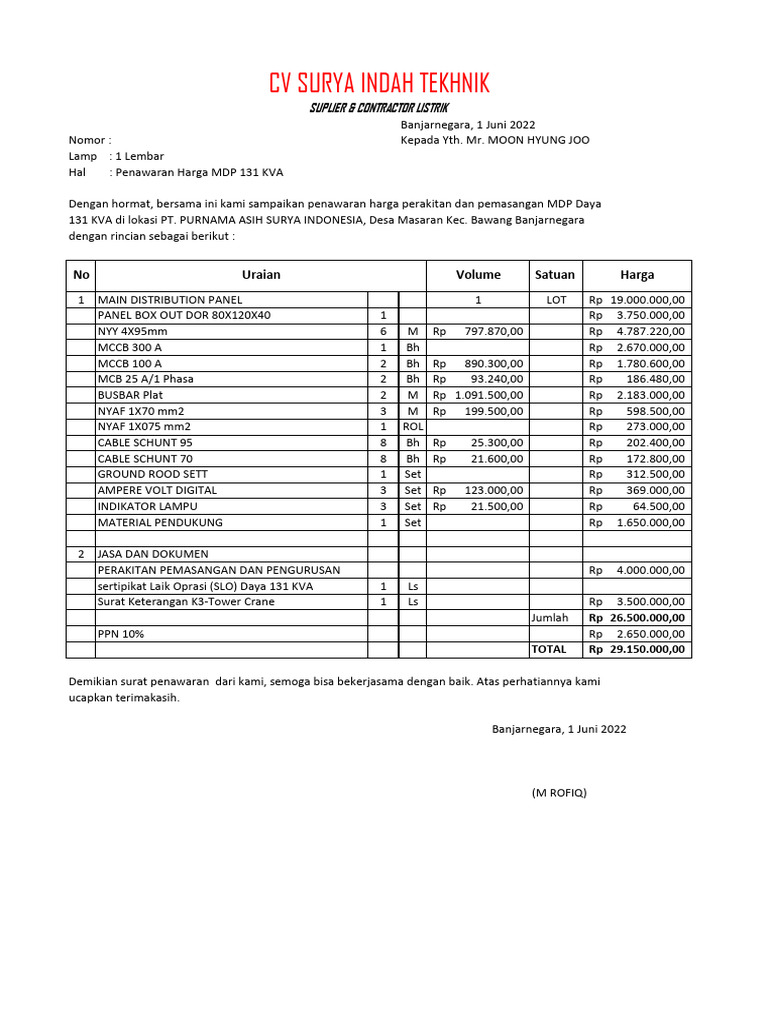 RAB PANEL PT GARMEN MASARAN | PDF