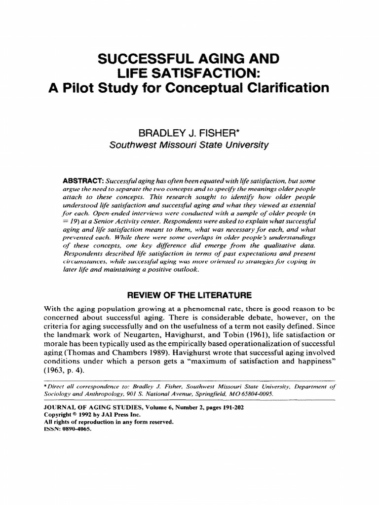 Successful Aging and Life Satisfaction A | PDF | Old Age | Ageing