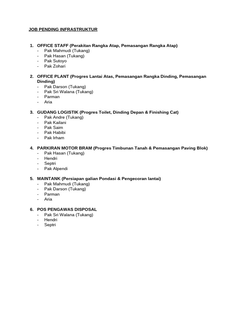 Job Pending Infrastruktur | PDF