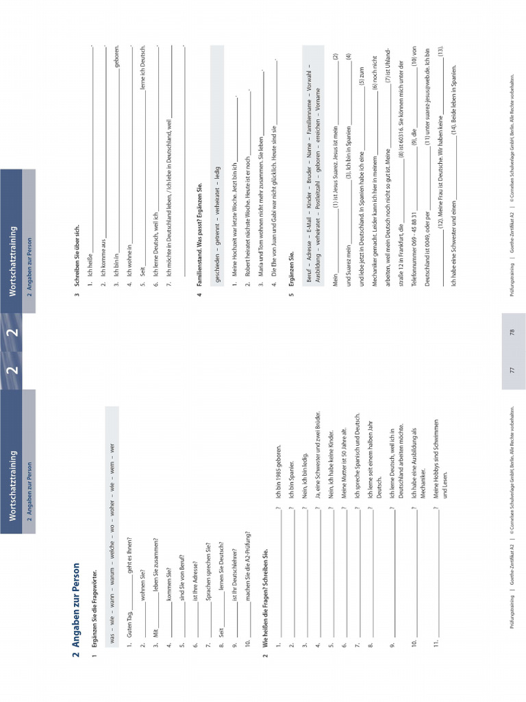 Lektion 10 - Teil 3 - Material - Angaben Zur Person | PDF