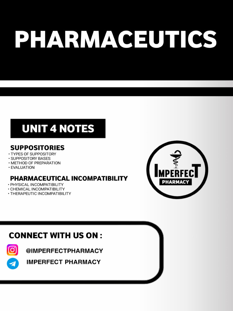 UNIT 4 Pharmaceutics (Imperfect Pharmacy) | PDF