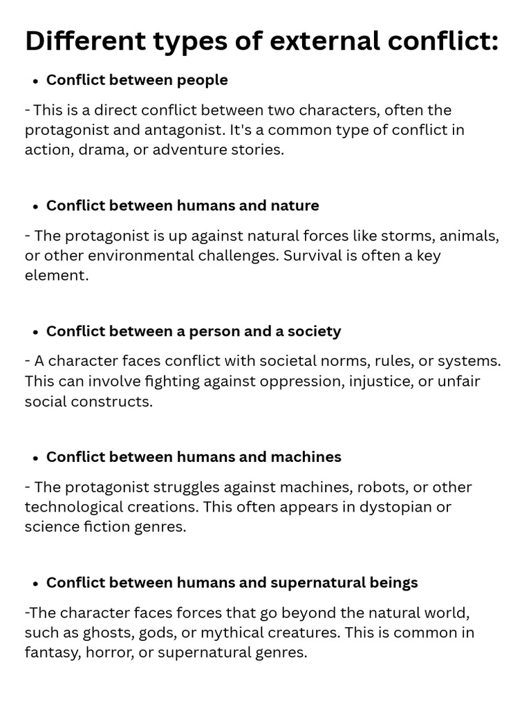 Different Types of External Conflict | PDF