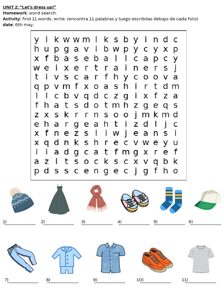 Unit 2: Let's Dress Up Activities | PDF | Clothing | Linguistic Morphology