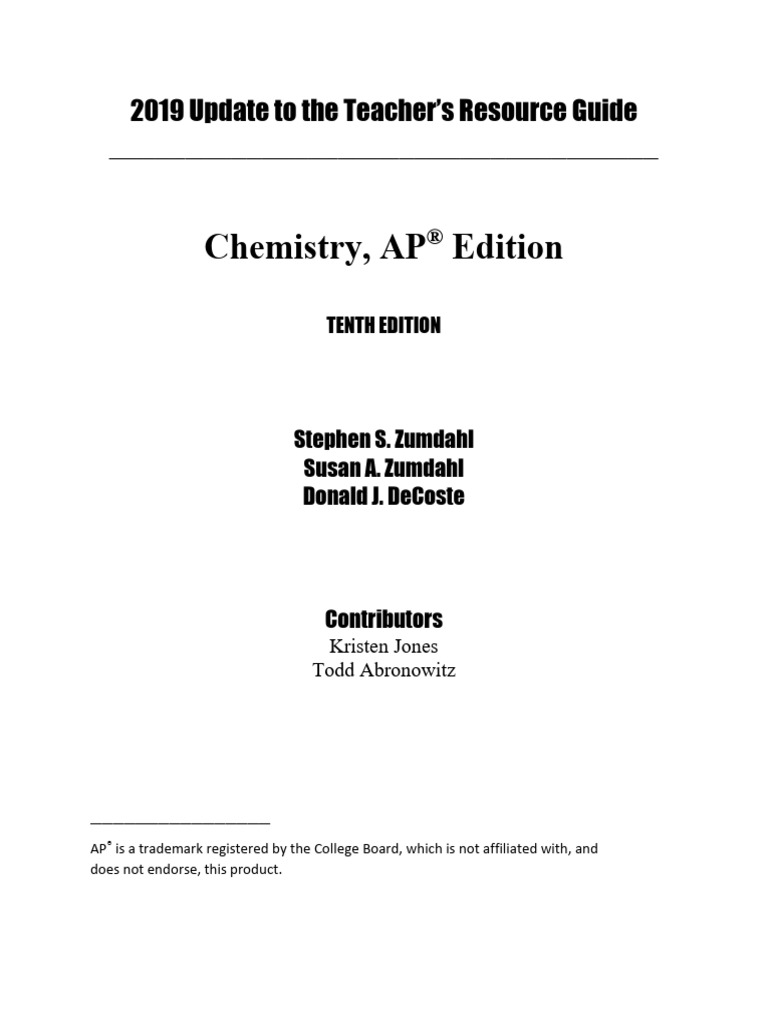 2019 Update To Zumdahl Chemistry Resource Guide, 10e | PDF | Gases ...
