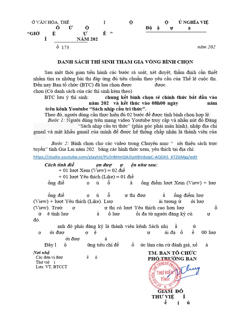 THONG BAO DS vao vong binh chon | PDF