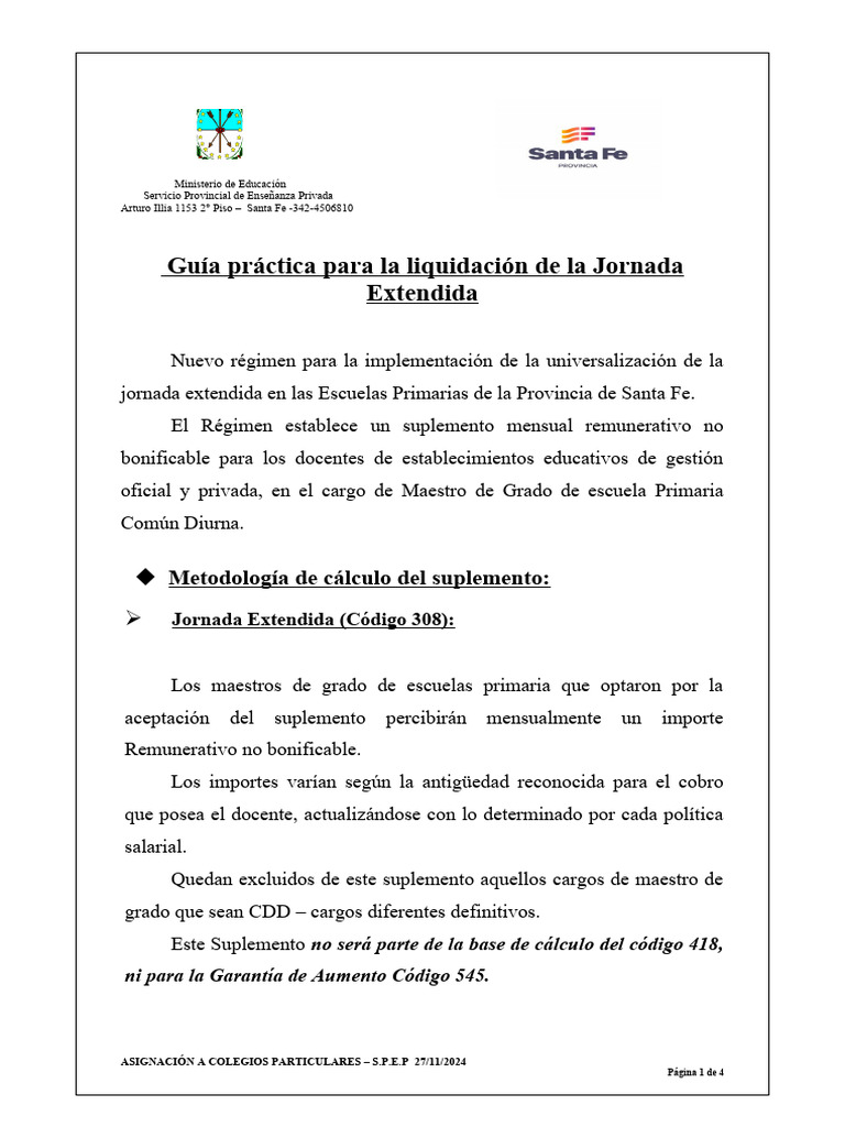 Suplemento Jornada Extendida Docente SF | PDF