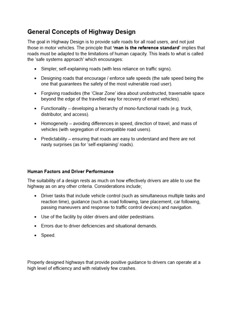 General Concepts of Highway Design | PDF | Traffic | Highway