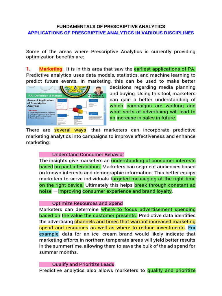 Applications of Prescriptive Analytics | PDF | Analytics | Predictive ...