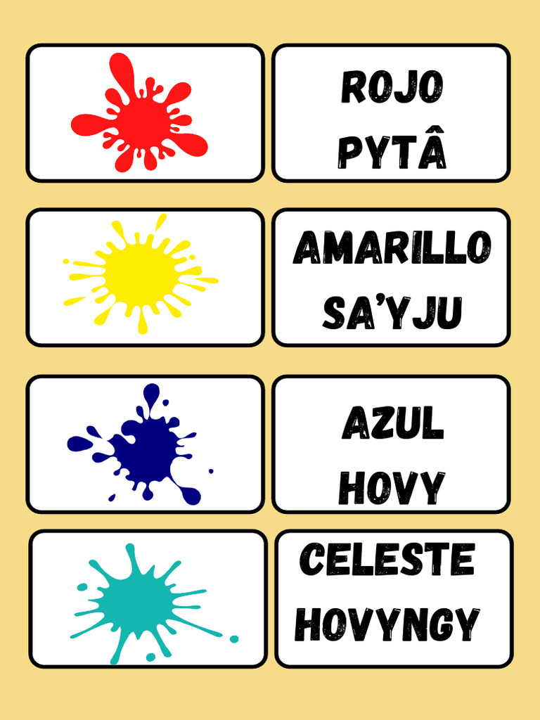 Colores Vocabulario Flashcards | PDF