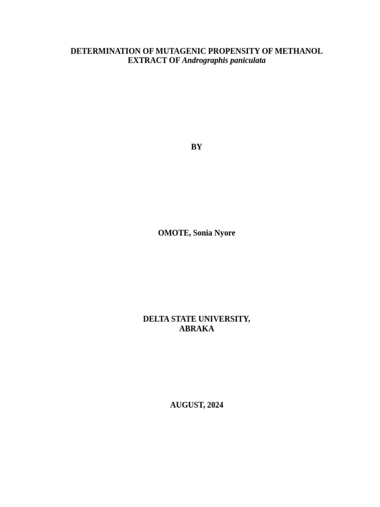 Determination of Mutagenic Propensity of Methanol Extract | PDF ...