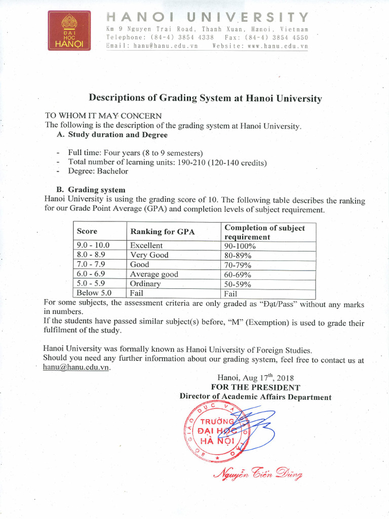 VN Descriptions of Grading System | PDF