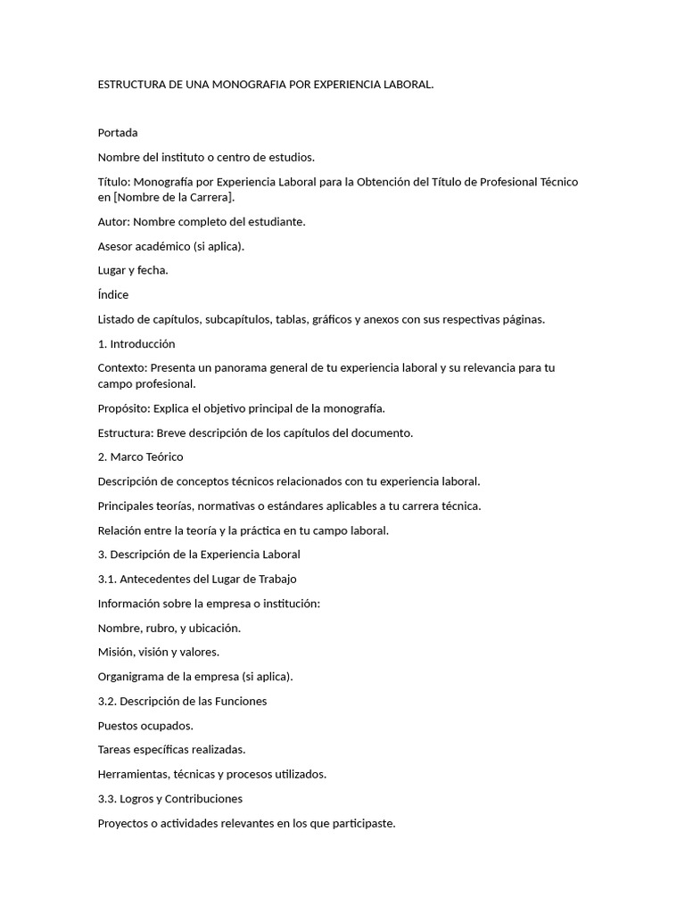 Monografía por Experiencia Laboral | PDF | Experiencia | Aprendizaje
