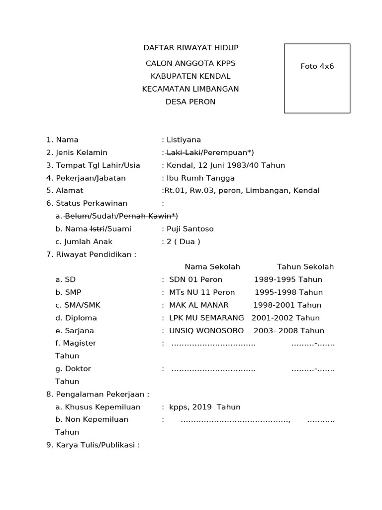 02 DAFTAR RIWAYAT HIDUP KPPS v1 | PDF