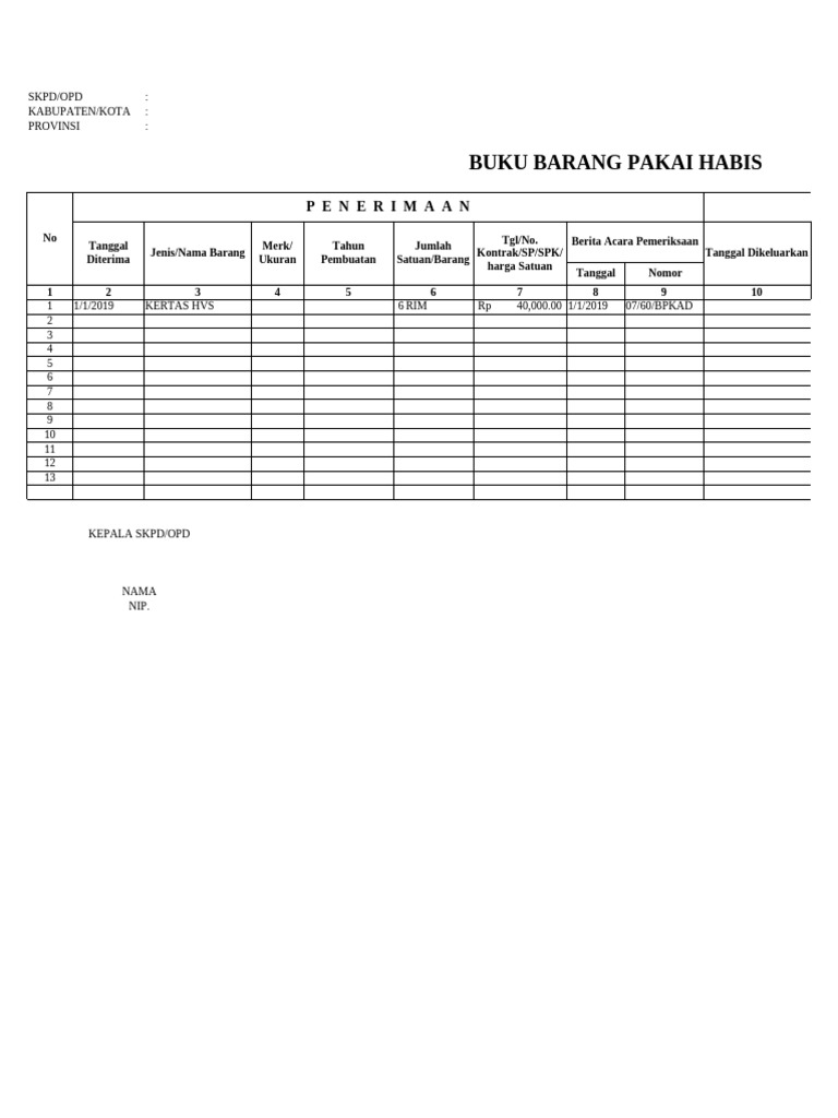 Buku Persediaan Barang Habis Pakai | PDF