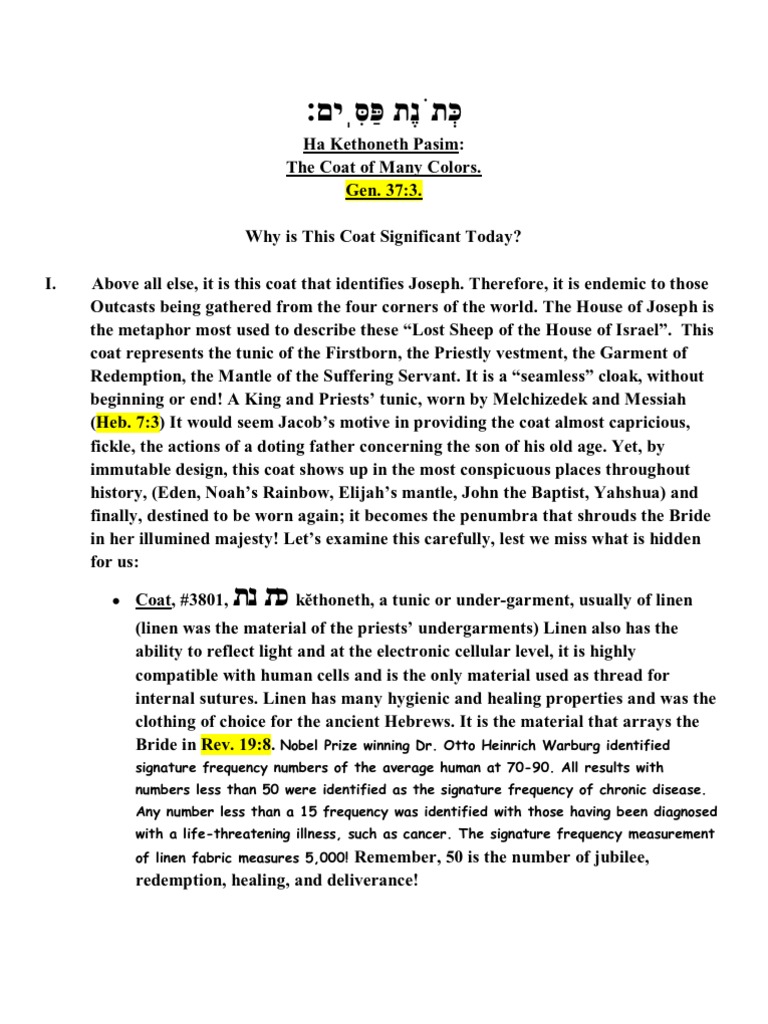 Kethoneth Pasim | PDF | Passover | Serpents In The Bible